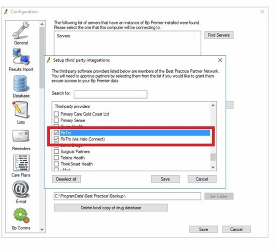 How to Integrate RxTro with Best Practice via Halo Link